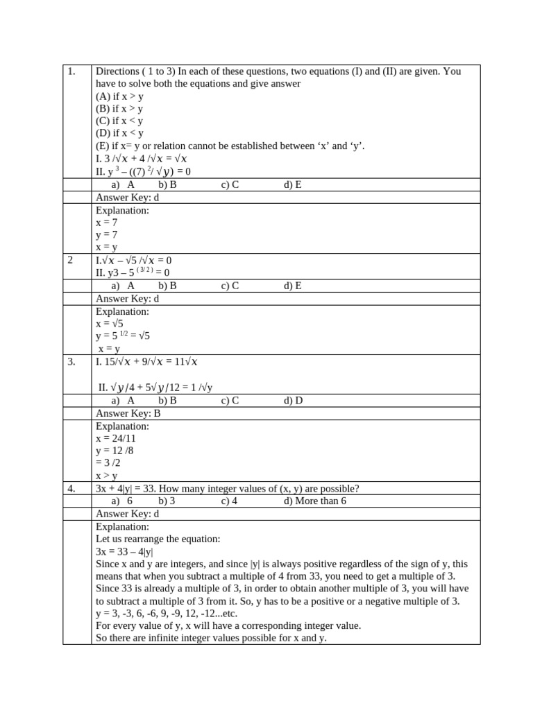Equations Pdf Equations Integer