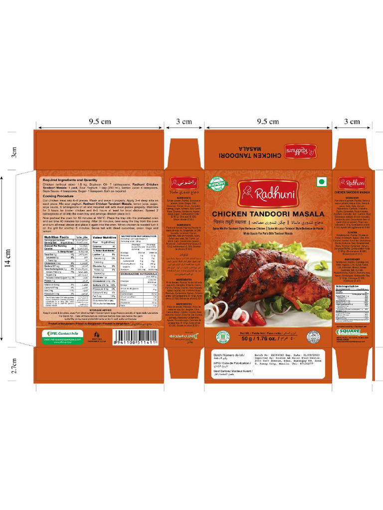 Label Chicken tandoori Masala - 50 gm | PDF