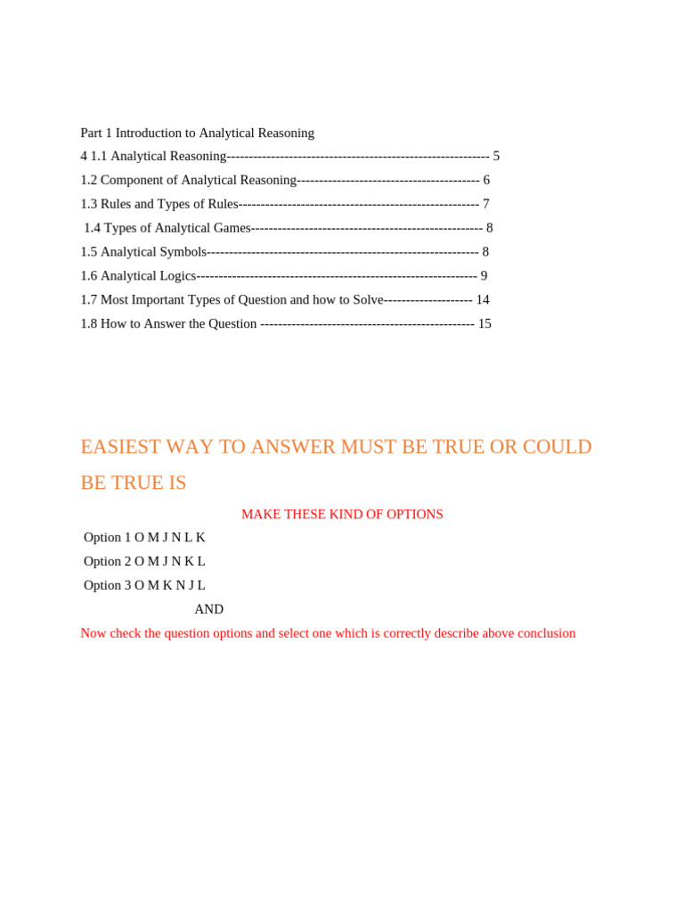 Analytical Reasoning PART 1-1 | PDF | Mathematical Logic | Logic