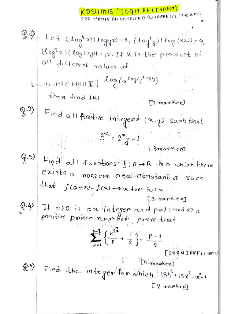 5 Questions For IOQM 2025 | PDF
