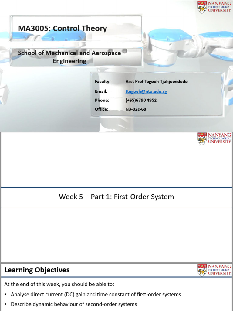 MA3005 - Week 5 - First-Order and Second-Order Systems | PDF | Damping ...