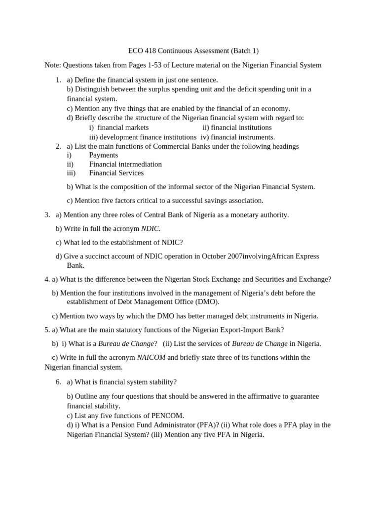 ECO 418 Continuous Assessment | PDF