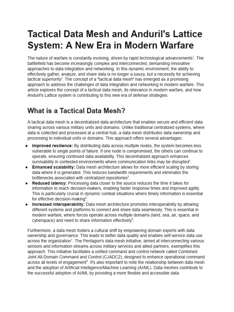 Tactical Data Mesh and Anduril's Lattice System - A New Era in Modern ...