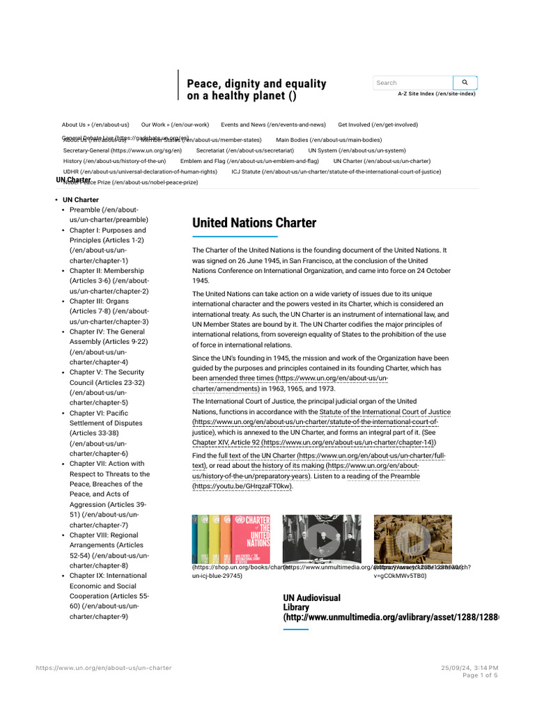 Overview of the UN Charter | PDF | United Nations | International Relations
