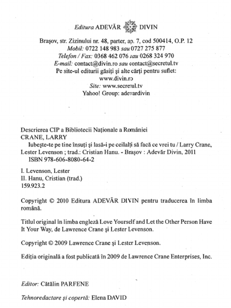 Iubeste Te Pe Tine Insuti Lawrence Crane | PDF