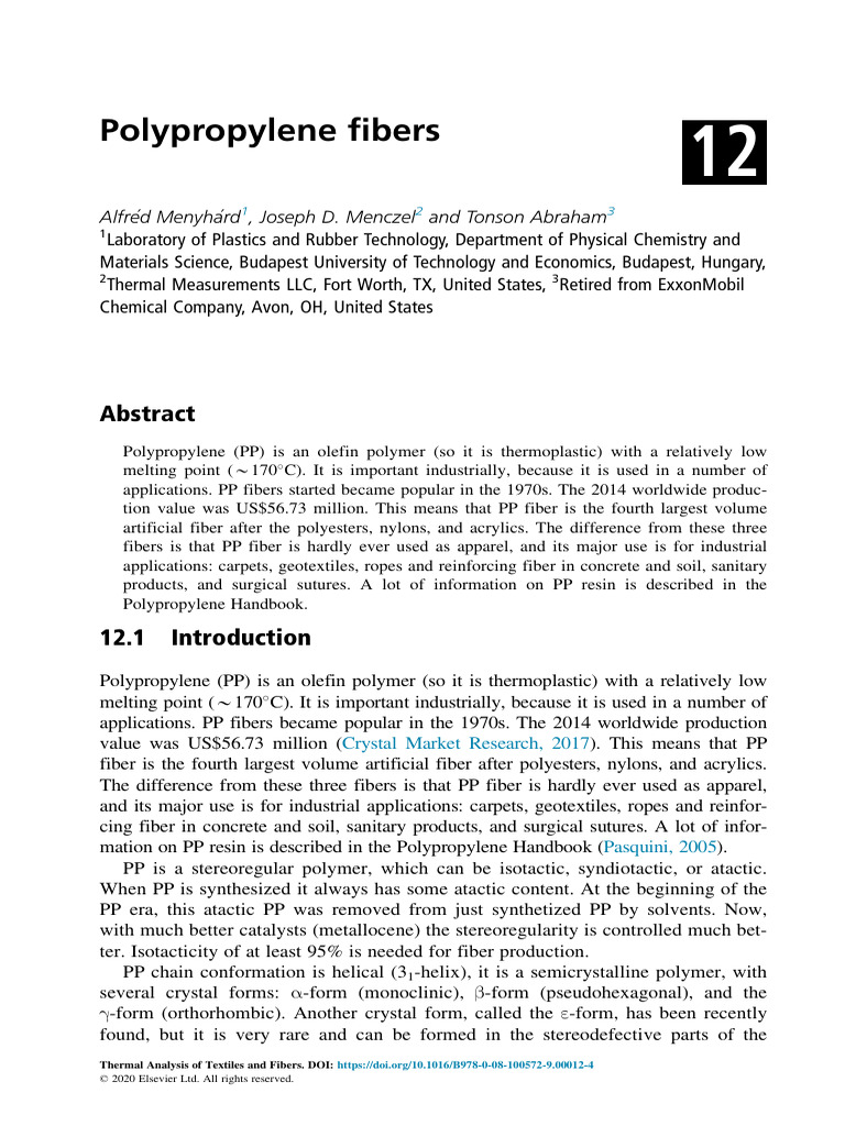 10.1016@B978 0 08 100572 9.00012 4 | PDF | Differential Scanning Calorimetry | Nonwoven Fabric