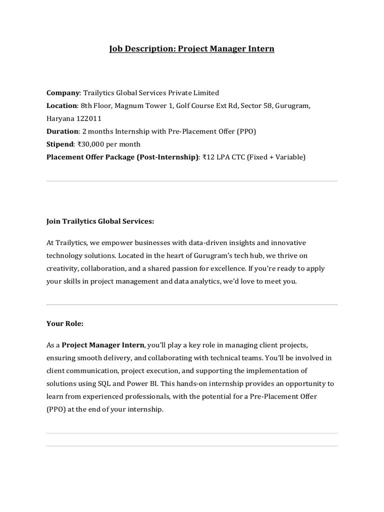 Project Manager Intern at Trailytics | PDF