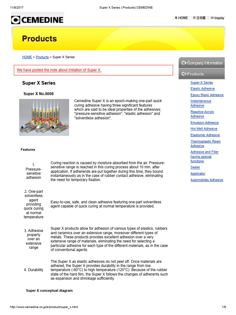 Super X 8008_CEMEDINE | PDF | Adhesive | Polymers