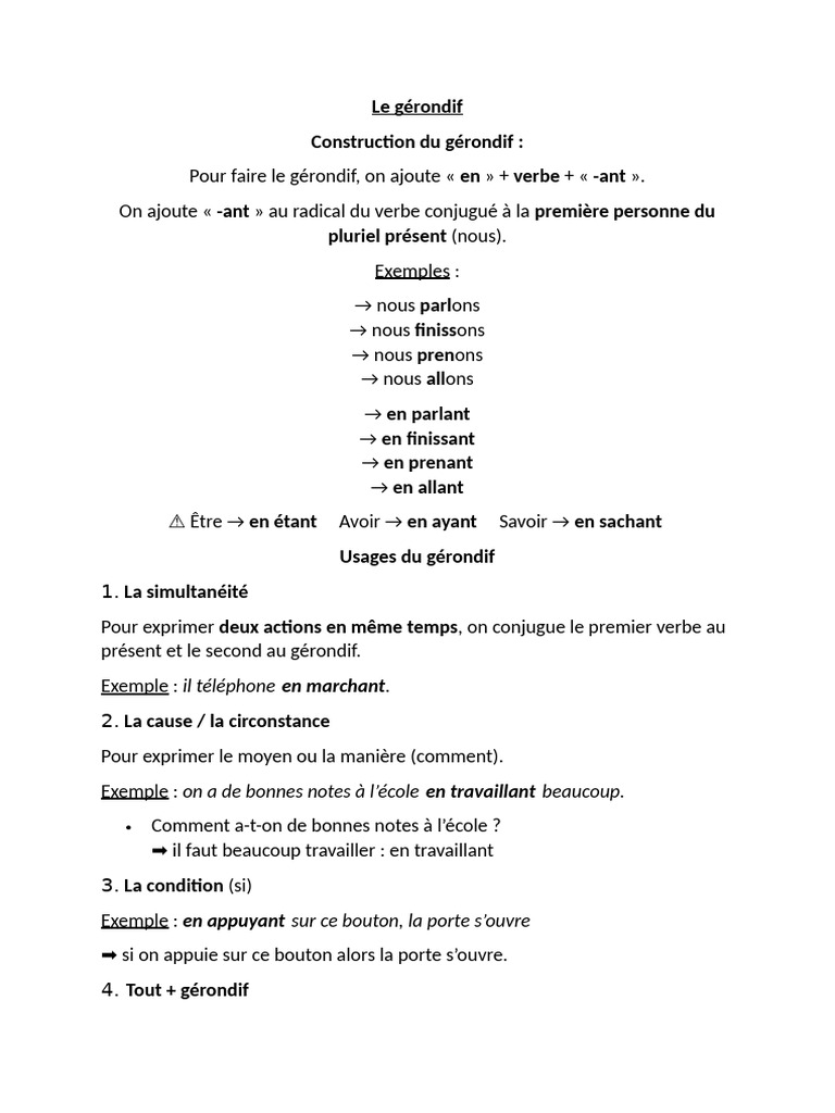 Comprendre le gérondif en français | PDF | Verbe | Linguistique