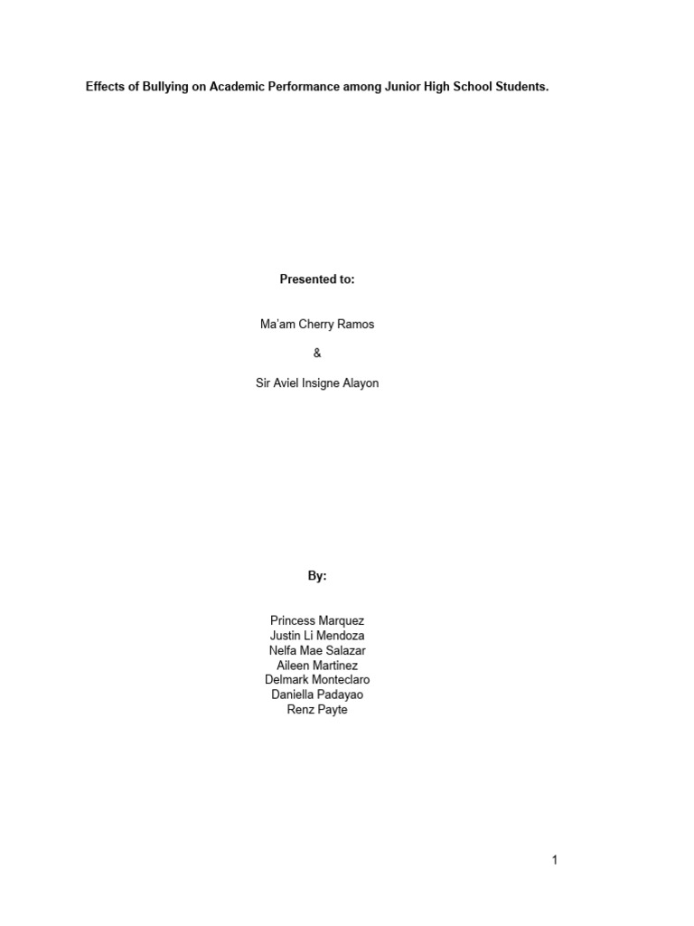 Bullying's Impact on Junior High Academics | PDF | Bullying | Cyberbullying