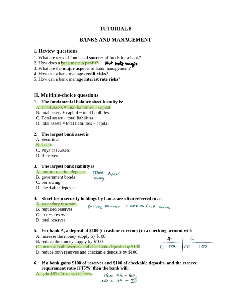 Tutorial 8 Questions | PDF | Banks | Interest Rates