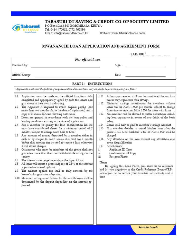 Microfinance Form | PDF | Loans | Interest