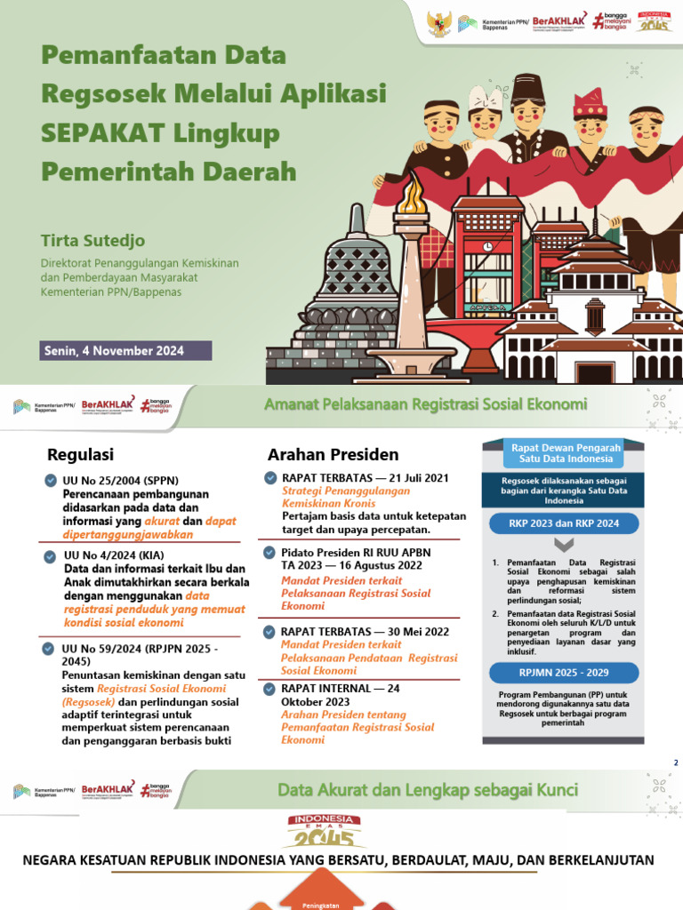 Pemanfaatan Data Regsosek Melalui Aplikasi SEPAKAT Lingkup Pemerintah ...