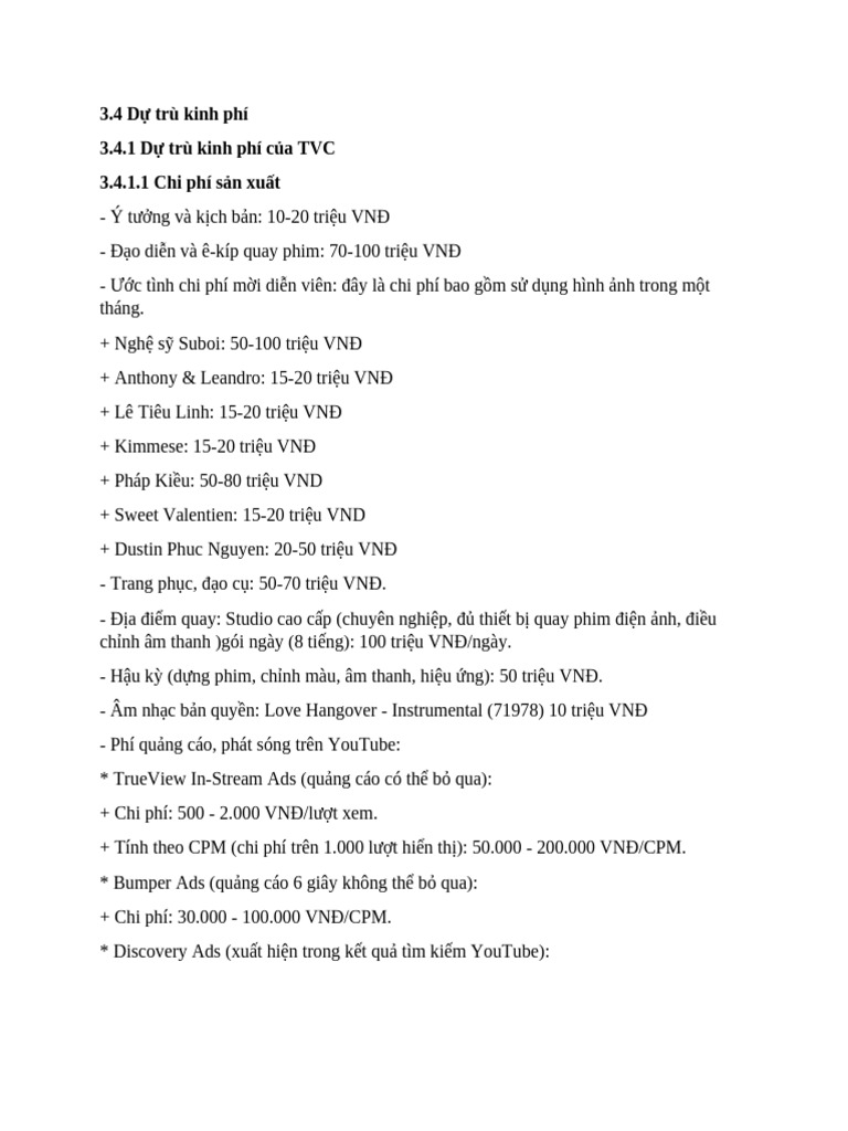 D Trù Kinh Phí TVC | PDF