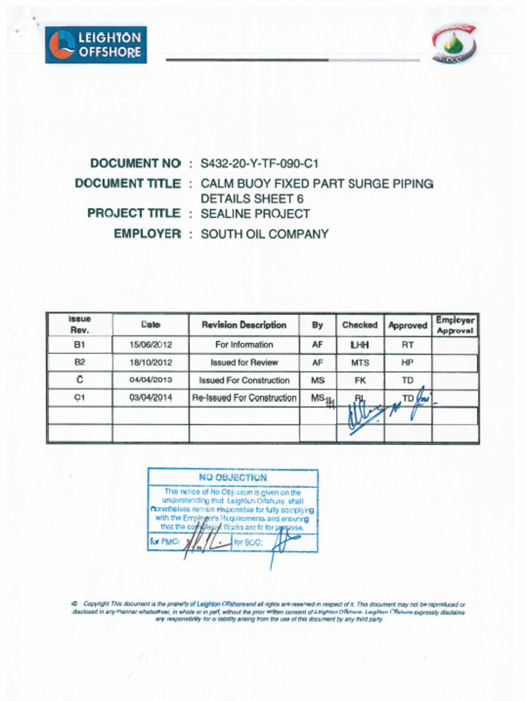 CALM Buoy Fixed Part Surge Piping Details Sheet 6 (AFC) | PDF