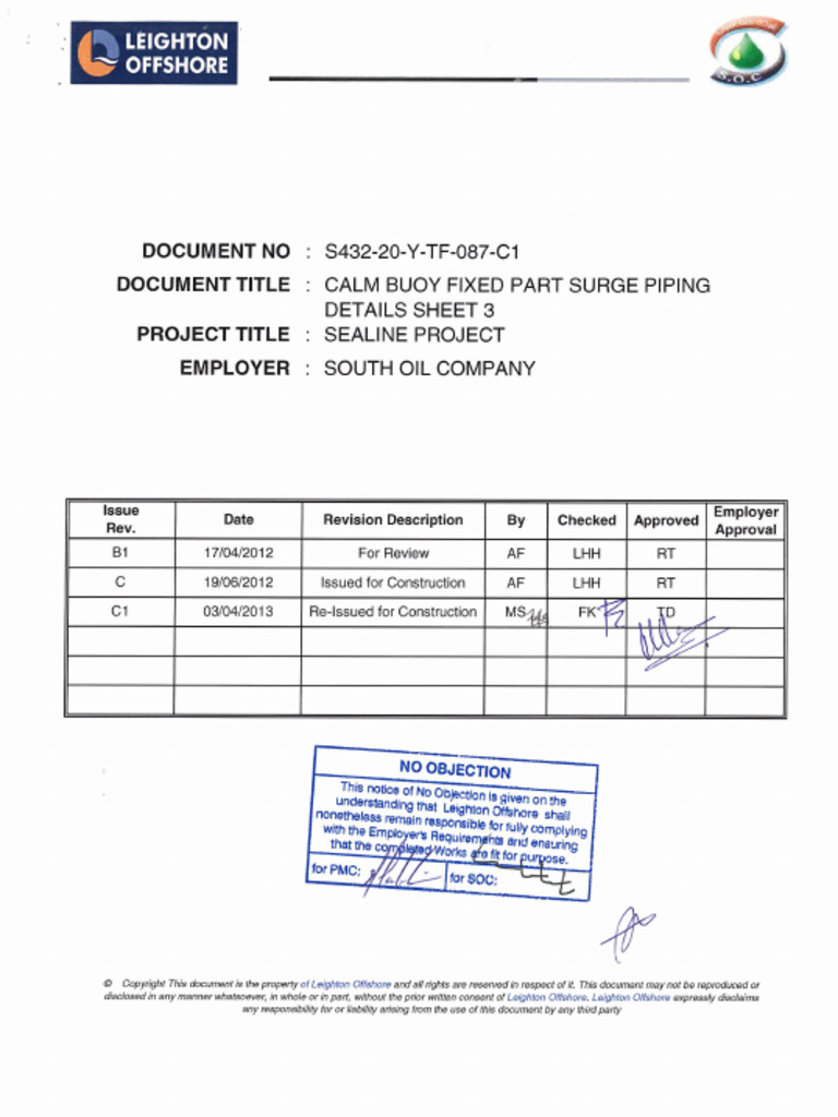 Calm Buoy Fixed Part Surge Piping Details Sheet 3(AFC) | PDF