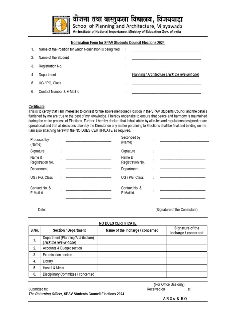 SPAV Student Council Nomination Form 2024 | PDF | Justice | Crime ...