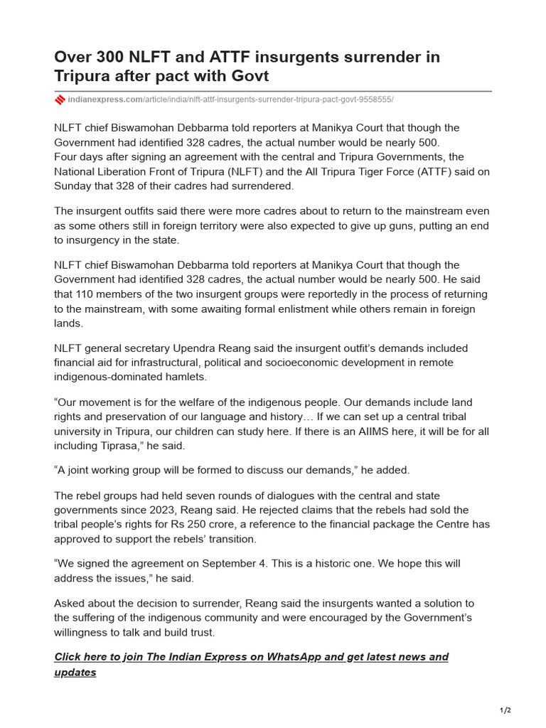 indianexpress.com-Over 300 NLFT and ATTF insurgents surrender in ...