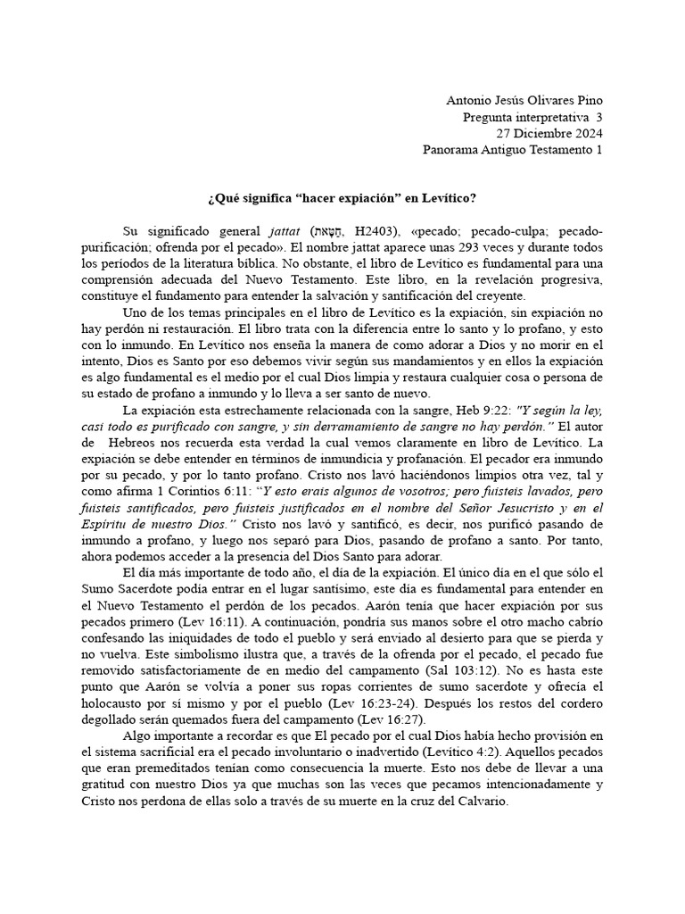 Pregunta Interpretativa 3 | PDF | Libro de levítico | Pecado