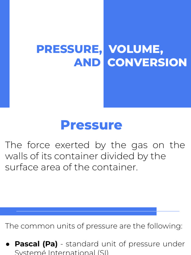 Pressure, Volume, and Conversion | PDF