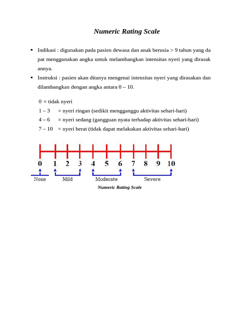 Skala Nyeri: Numeric & Wong Baker | PDF