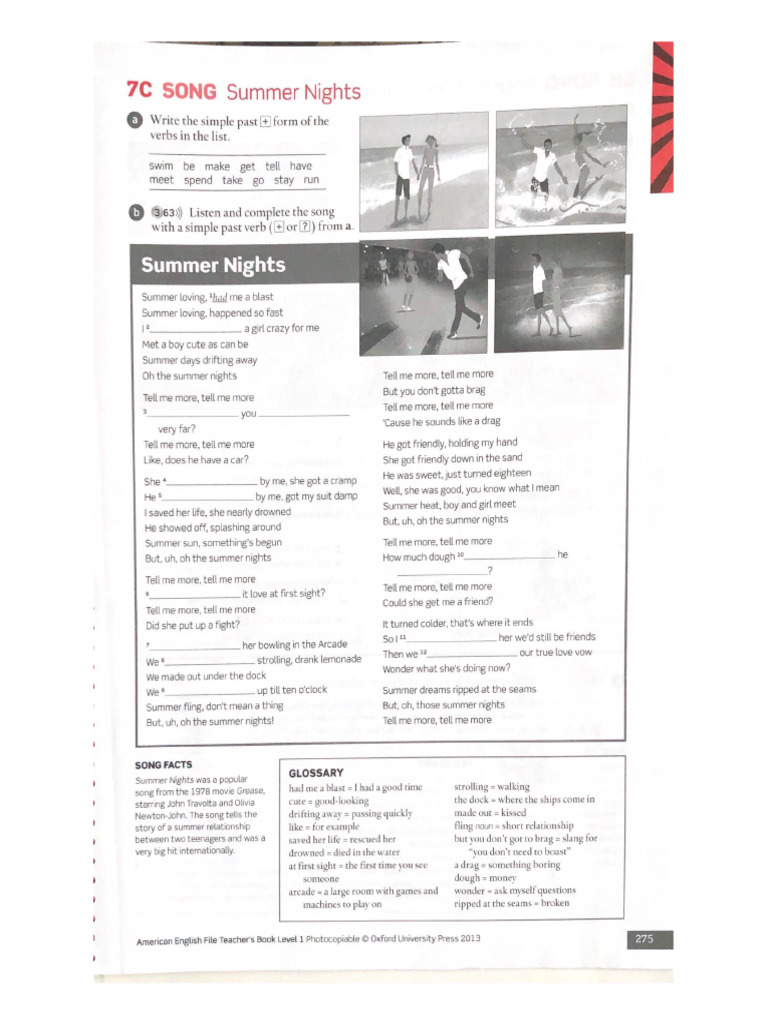 7C SONG Summer Nights | PDF
