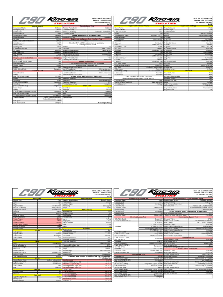 C90B_EVO_G1000_checklist_small | PDF | Switch | Engines