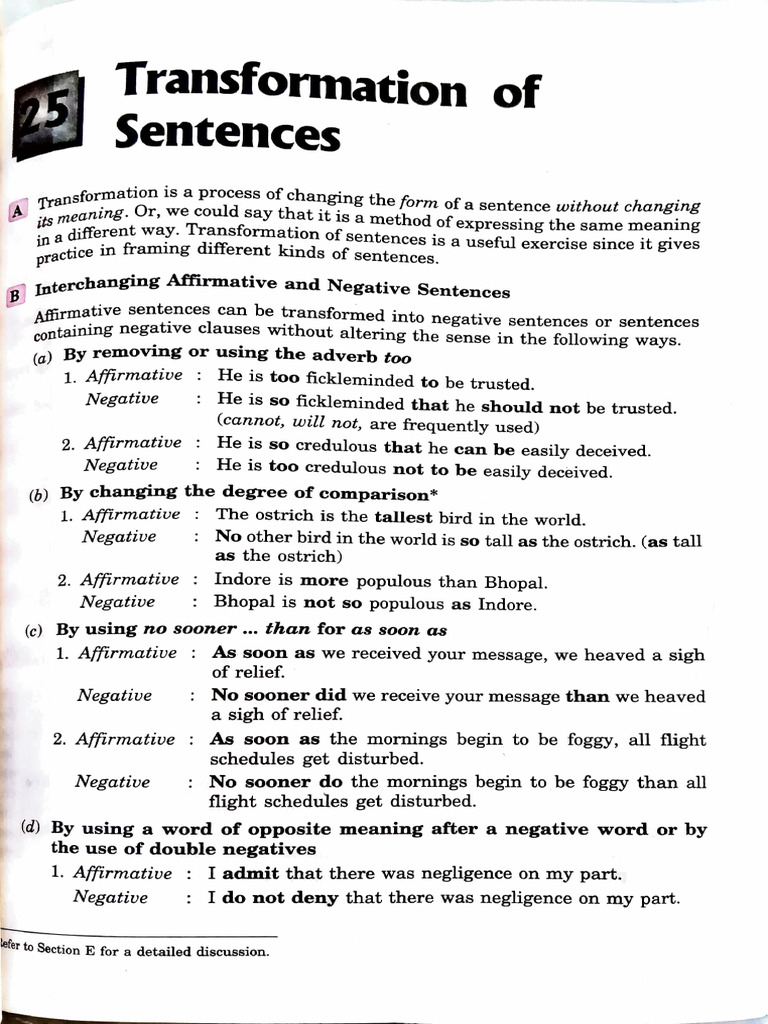 Transformation of Sentences | PDF | Question | Semantics