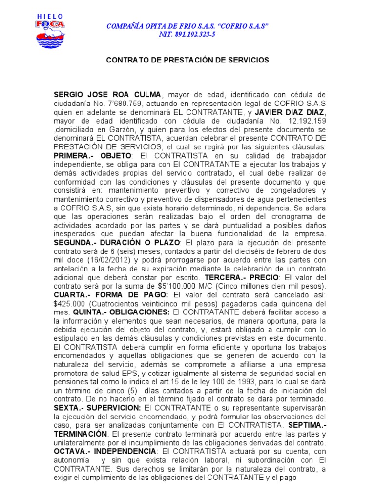 Modelo para Elaborar Contrato de Prestacion de Servicios | PDF | Gobierno | Negocios (general)