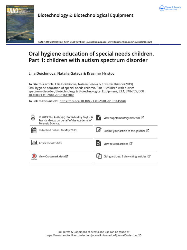 Oral Hygiene Education of Special Needs Children | PDF | Oral Hygiene ...