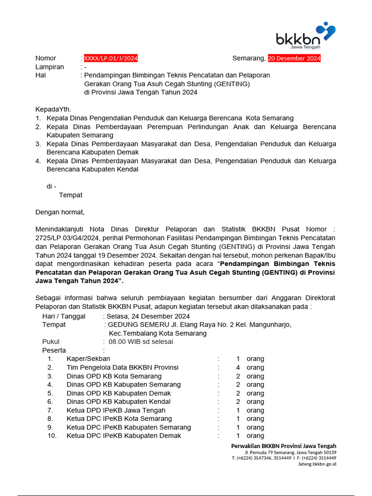 Surat Bimtek GENTING SMG | PDF