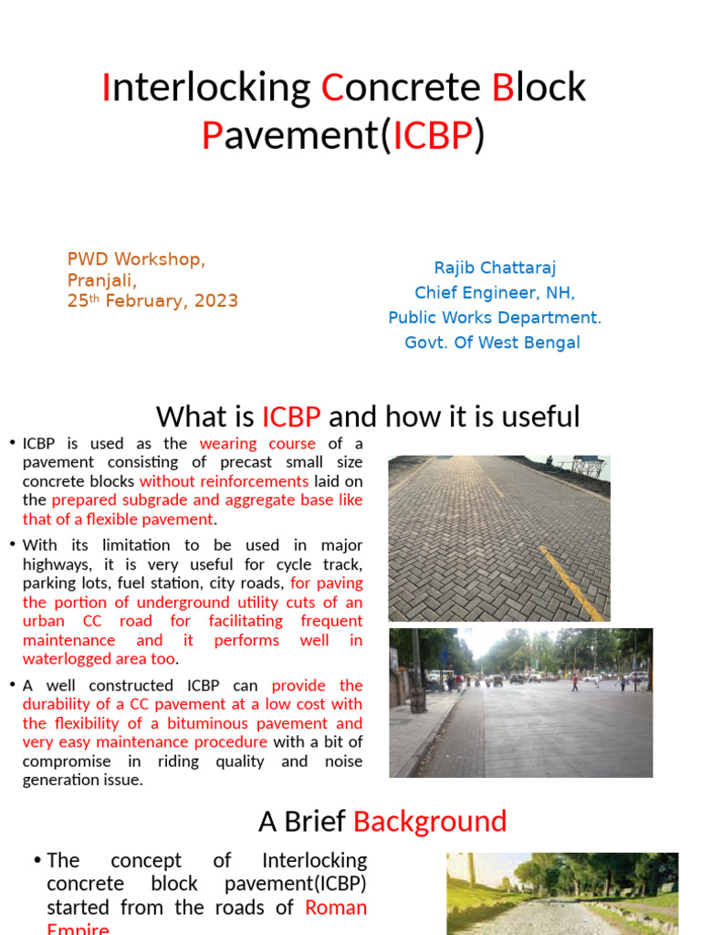 Interlocking Concrete Block Pavement ICB | PDF | Concrete | Road Surface