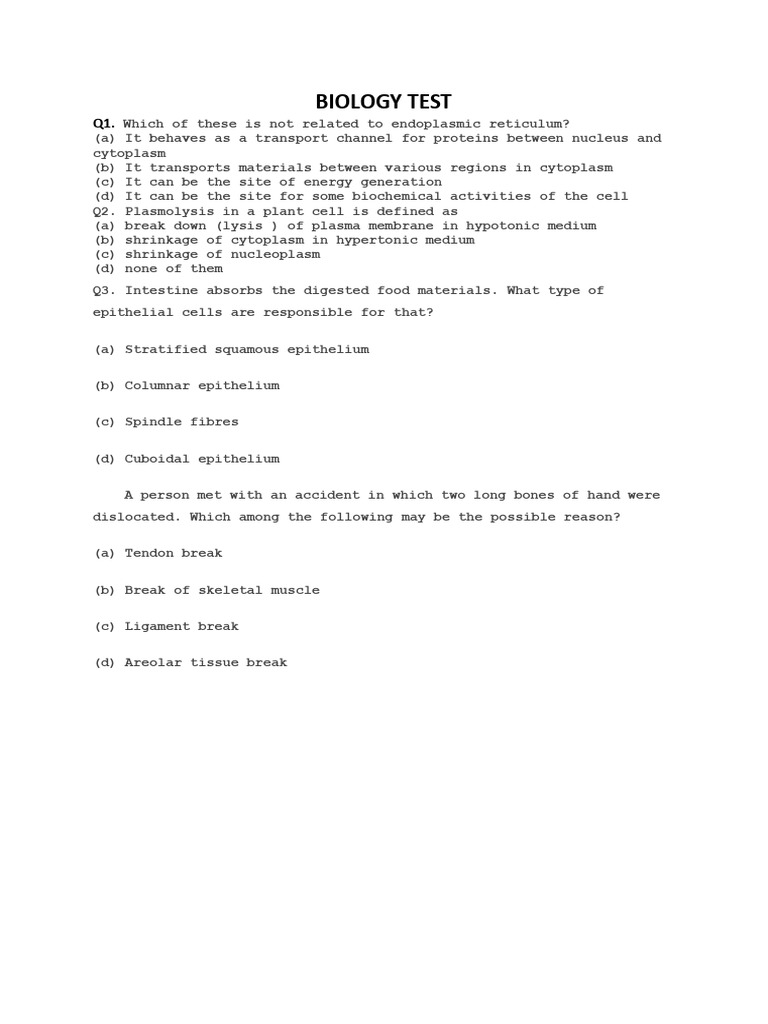 Class 9 Biology Test | PDF | Epithelium | Anatomy