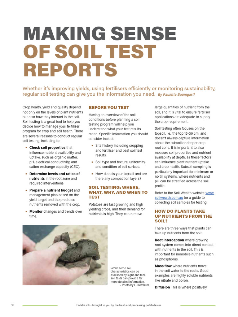 Making Sense of Soil Test Reports | PDF | Soil | Plant Nutrition