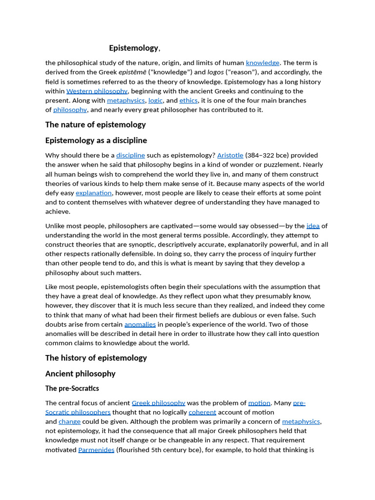Epistemology 1 | PDF | Epistemology | Knowledge