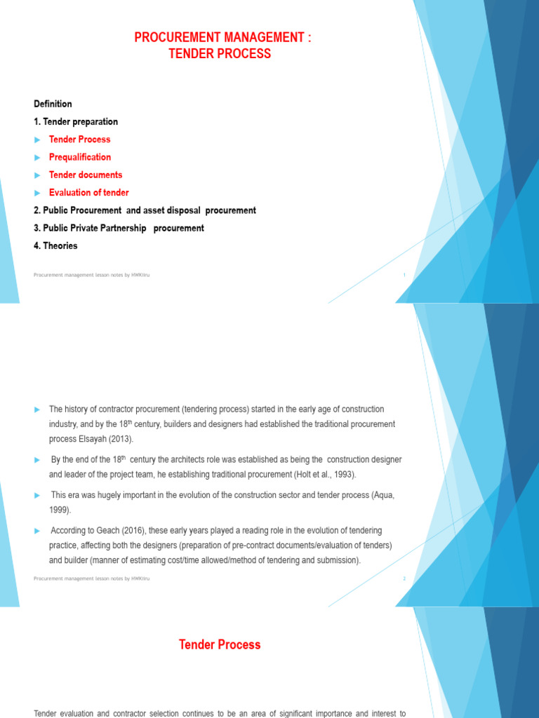 Procurement Tender Process Guide | PDF | Public–Private Partnership ...