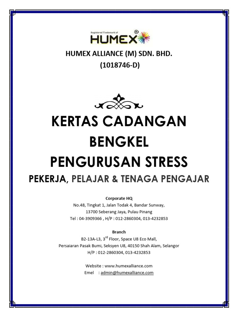 Kertas Cadangan Bengkel Pengurusan Stres | PDF