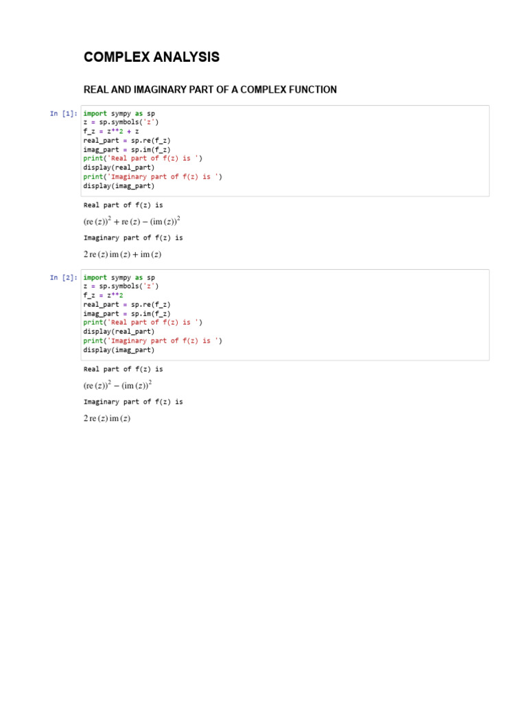 Complex Analysis - Jupyter Notebook | PDF | Complex Number ...