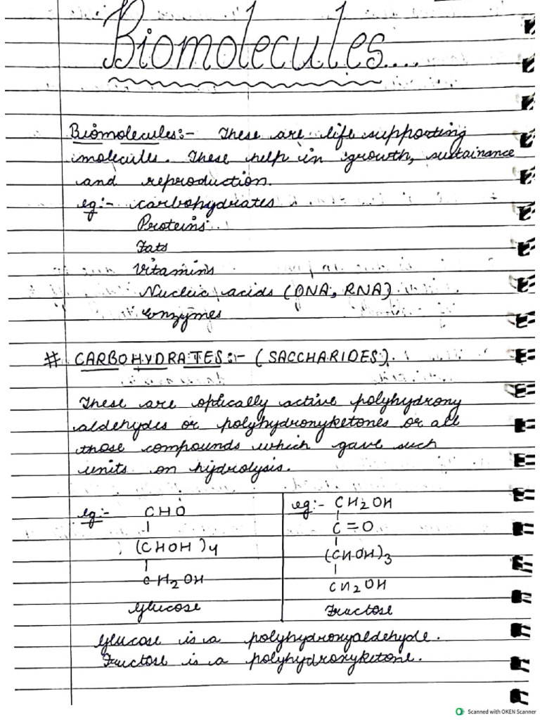 Biomolecules ( notes) | PDF