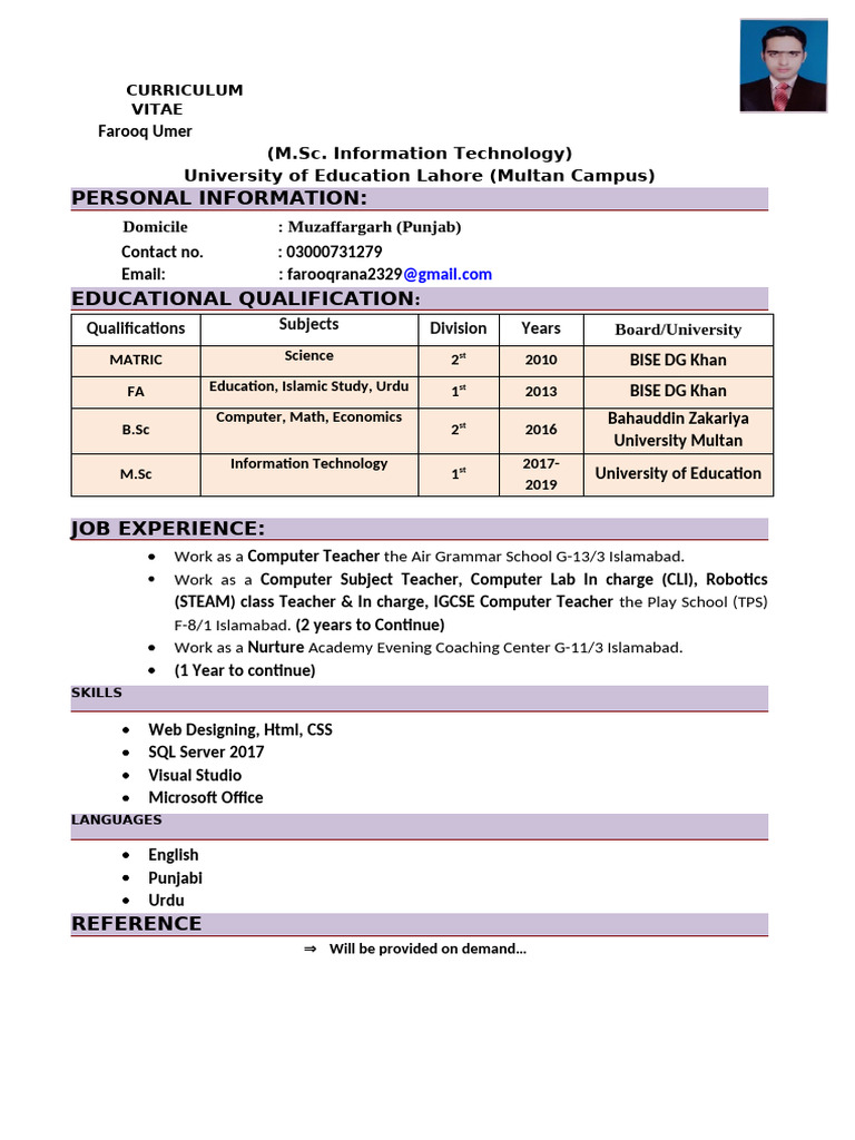 Farooq Umer CV | PDF