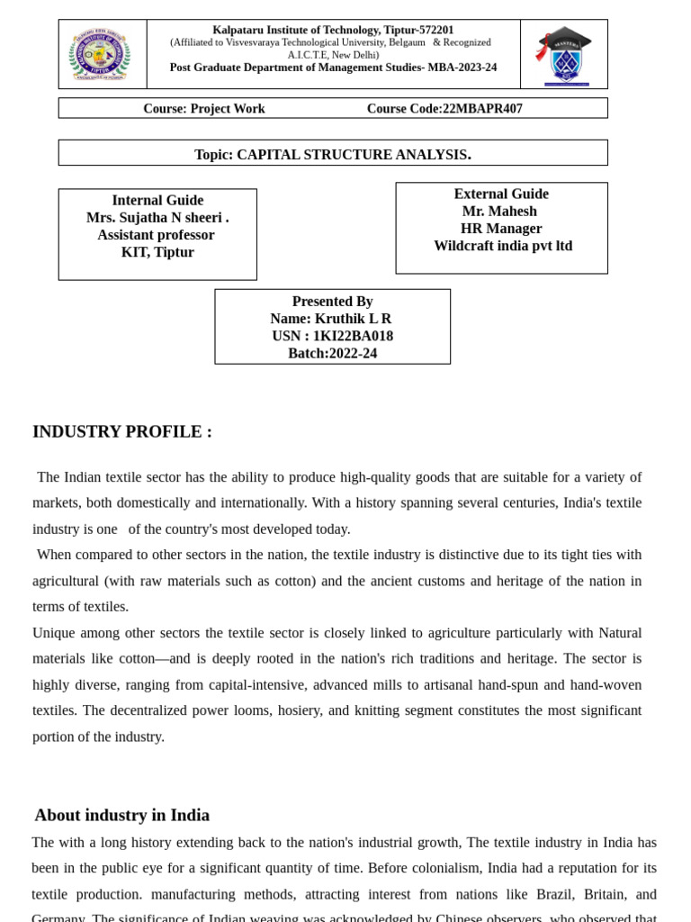 Kruthik Viva Presentaion | PDF | Capital Structure | Equity (Finance)