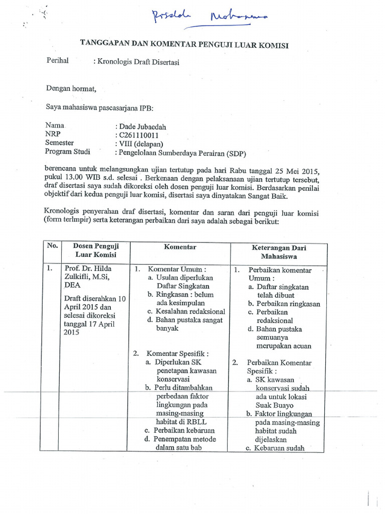 3 Contoh Surat Risalah Mahasiswa Syarat Ujian Tertutup Atau Sidang ...