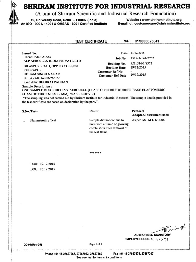 AEROCELL- Self extingushing-ASTM D635 | PDF