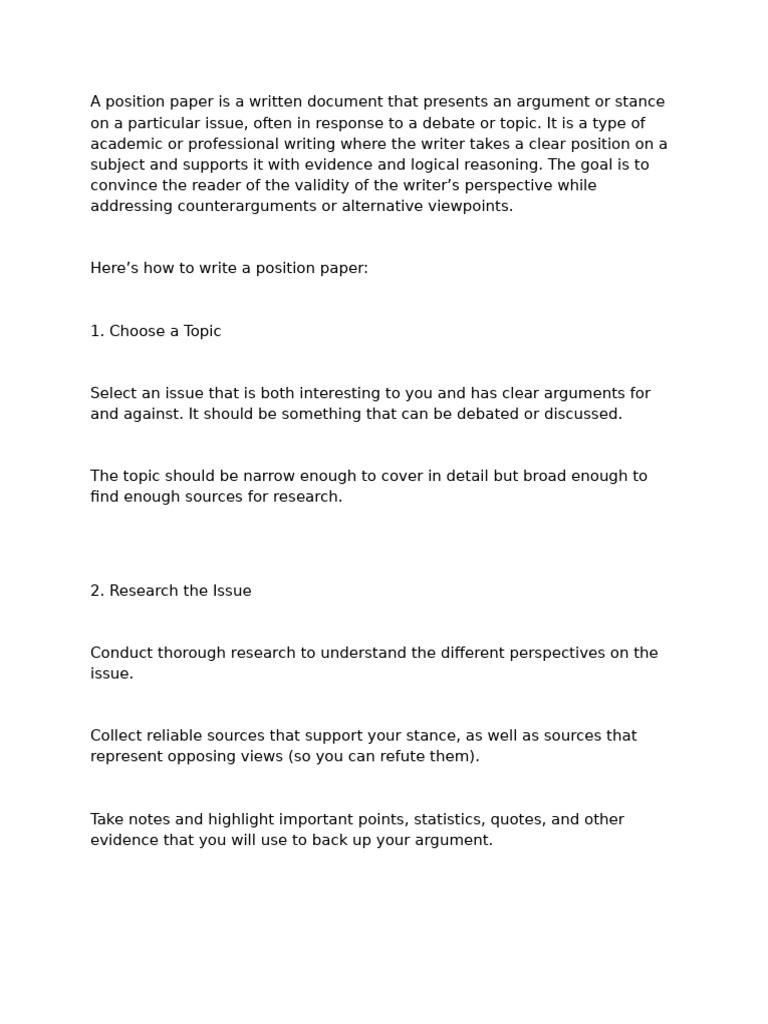 Position paper | PDF | Argument | Evidence