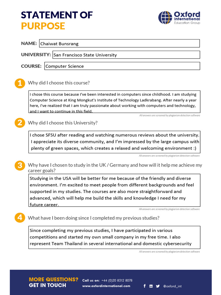SOP Form, usa | PDF