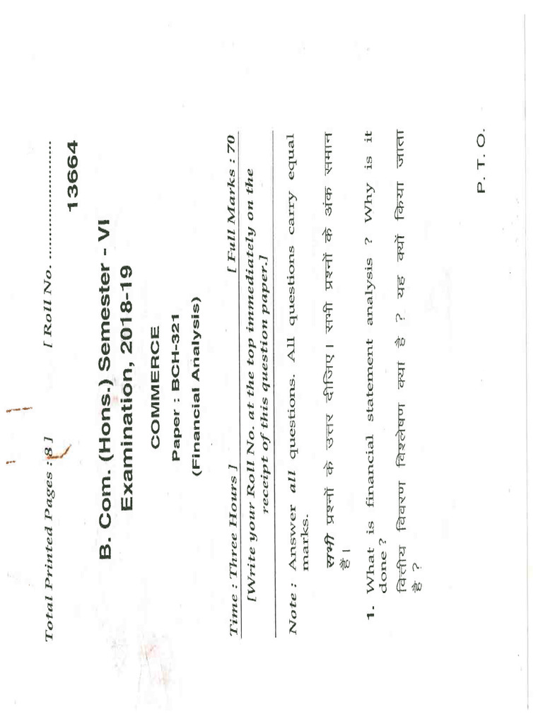 BCH-321 Financial Analysis 2018-19 | PDF