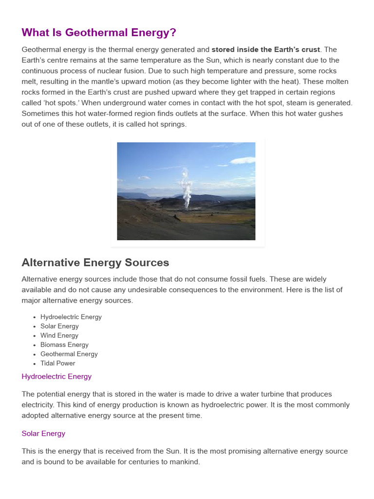 What Is Geothermal Energy - Non-Conventional Source of Energy | PDF ...