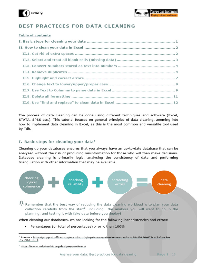 Best Practices For Data Cleaning - EN - 1802 | PDF | Microsoft Excel | Databases