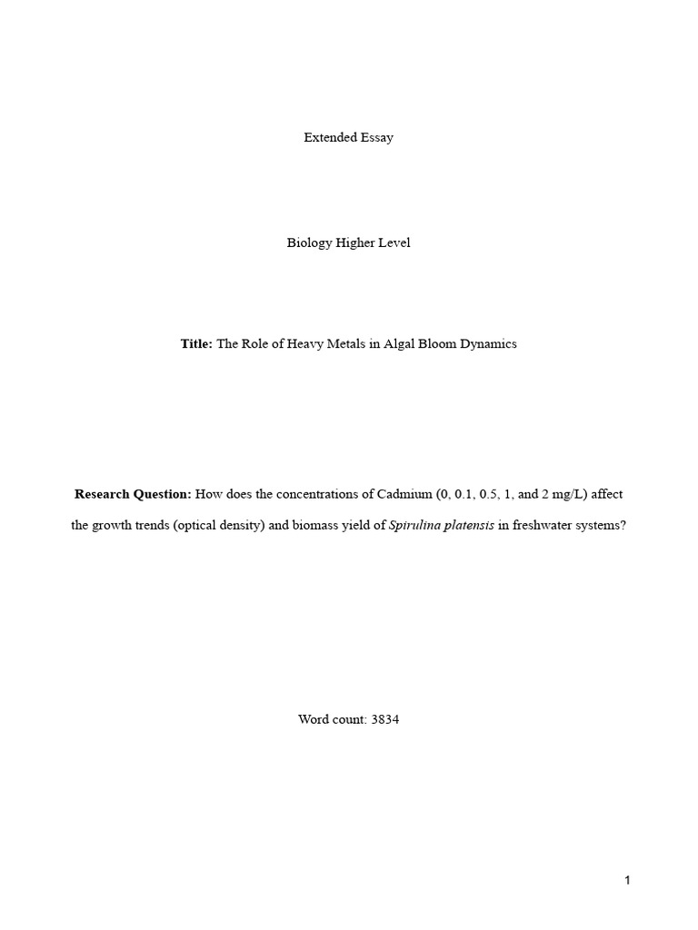 Extended Essay Biology Final Draft | PDF | Photosynthesis | Ecosystem