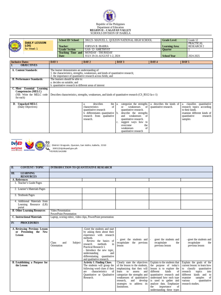 DLL 2024- edited | PDF | Quantitative Research | Qualitative Research